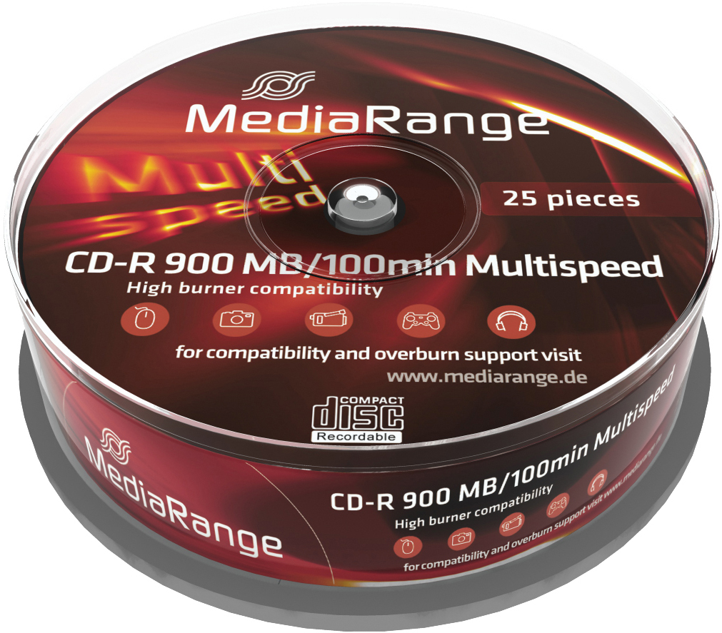 100 MediaRange CD-R 900MB/100Min/48x Spindel | Speichermedien, Konsolen ...