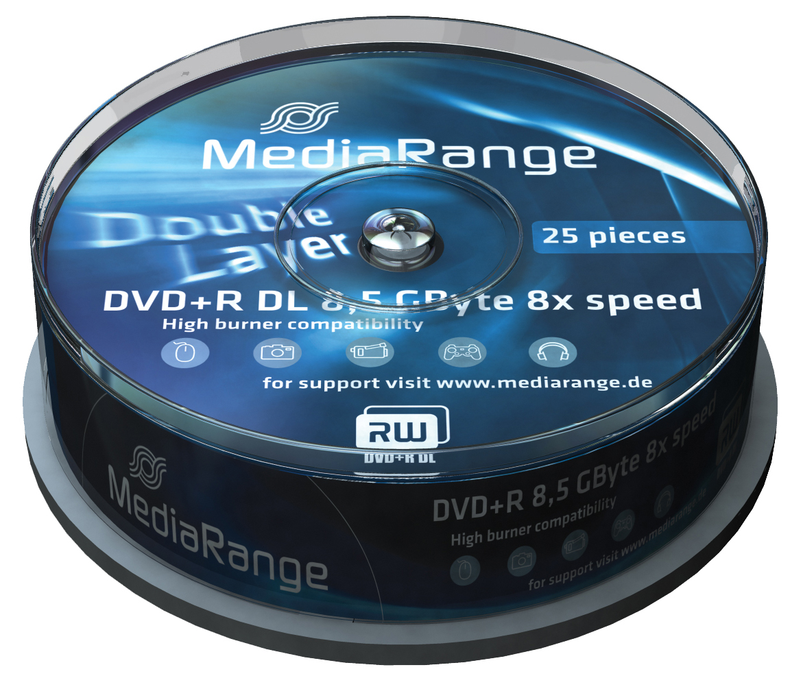 50 MediaRange DVD+R DL 8,5Gb 240Min 8x Double Layer Spindel | Speichermedien, Konsolen Zubehör ...